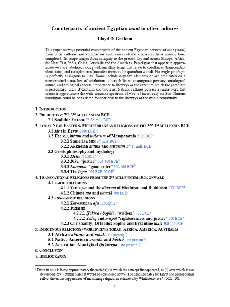 Counterparts of Ancient Egyptian Maat in Other Cultures | PDF
