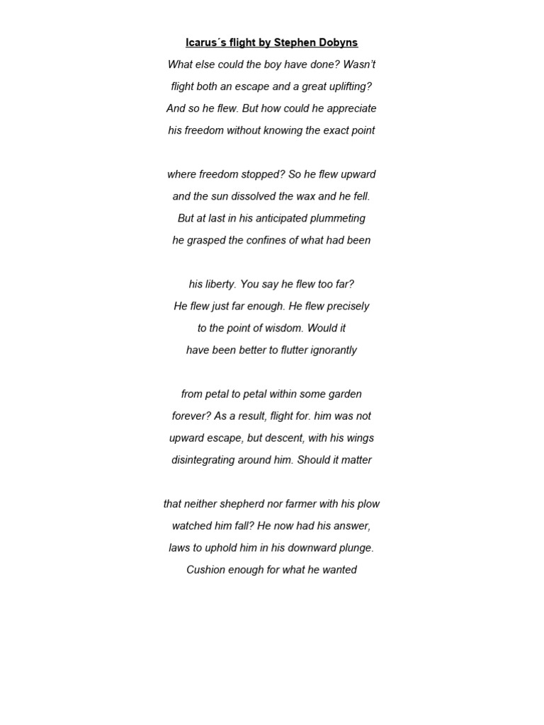 Icarus S Flight by Stephen Dobyns | PDF