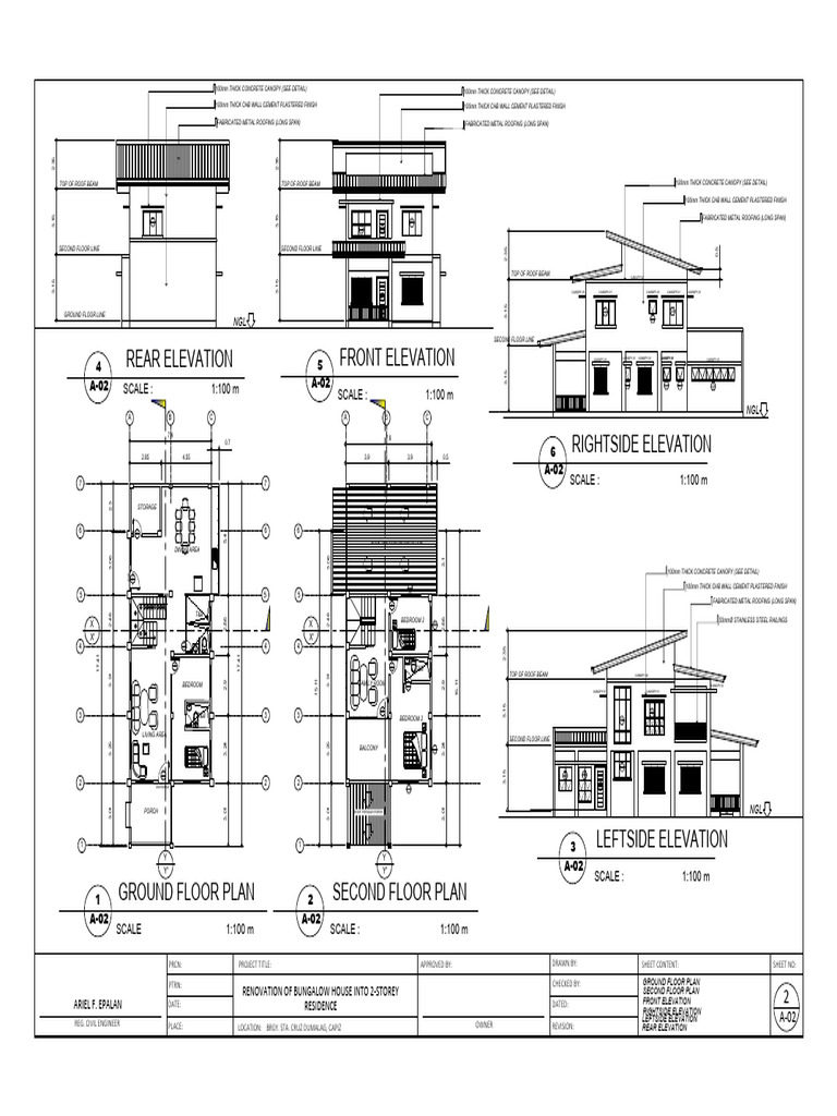 Front Elevation Rear Elevation: Scale: 1:100 M Scale: 1:100 M | PDF