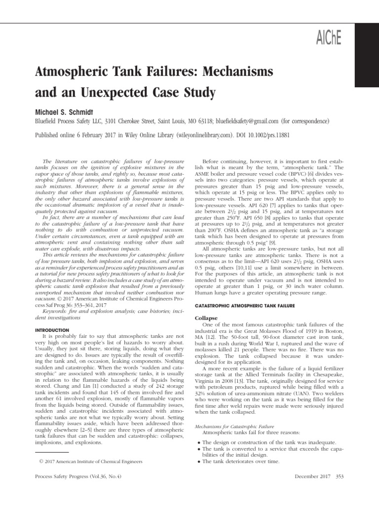 Catastrophic Failures of Atmospheric Tanks | PDF | Vacuum | Explosion