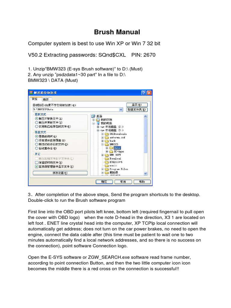 BMW Enet Ethernet To Obd Interface Cable Installation Instruction | PDF | Ethernet | Windows Xp