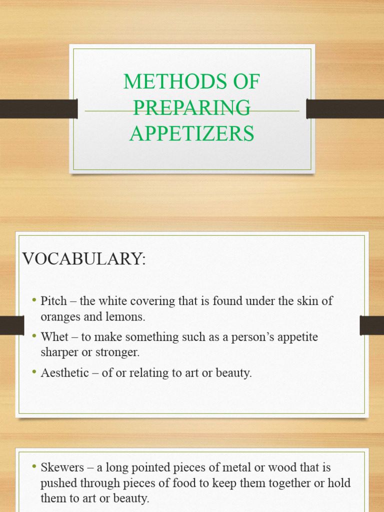 Methods of Preparing Appetizers | PDF