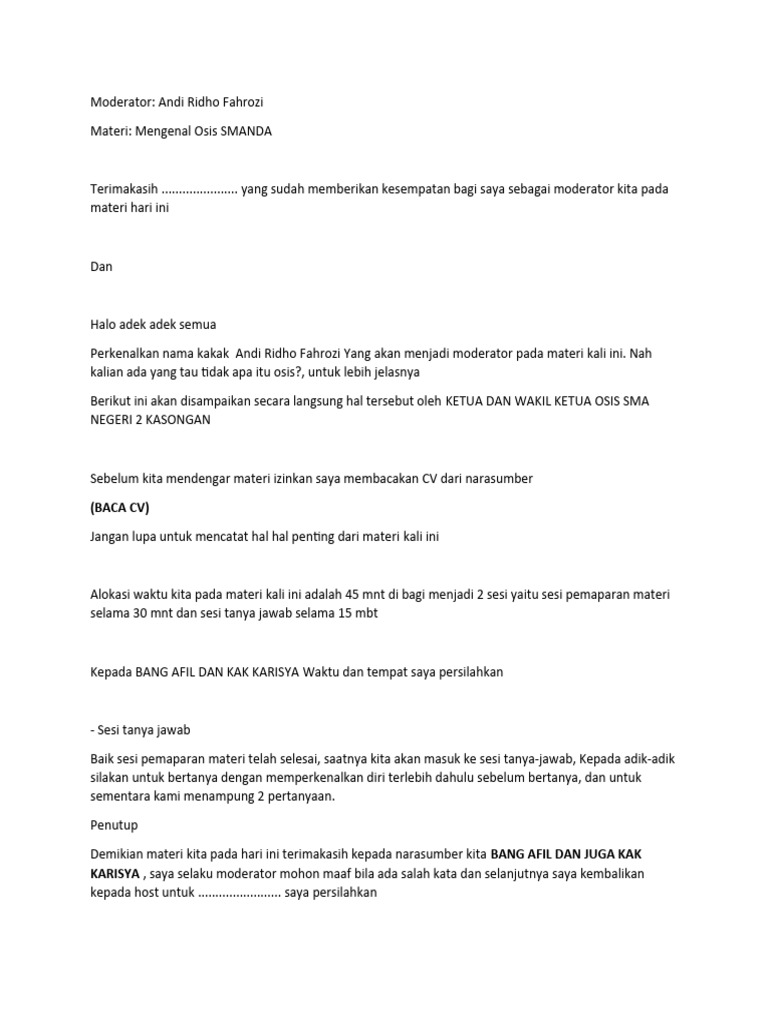 Moderator RIDHO | PDF