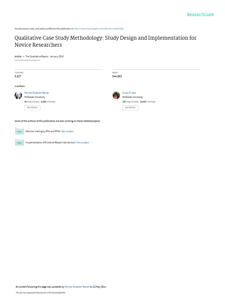 Qualitative Case Study Methodology Study Design An | PDF