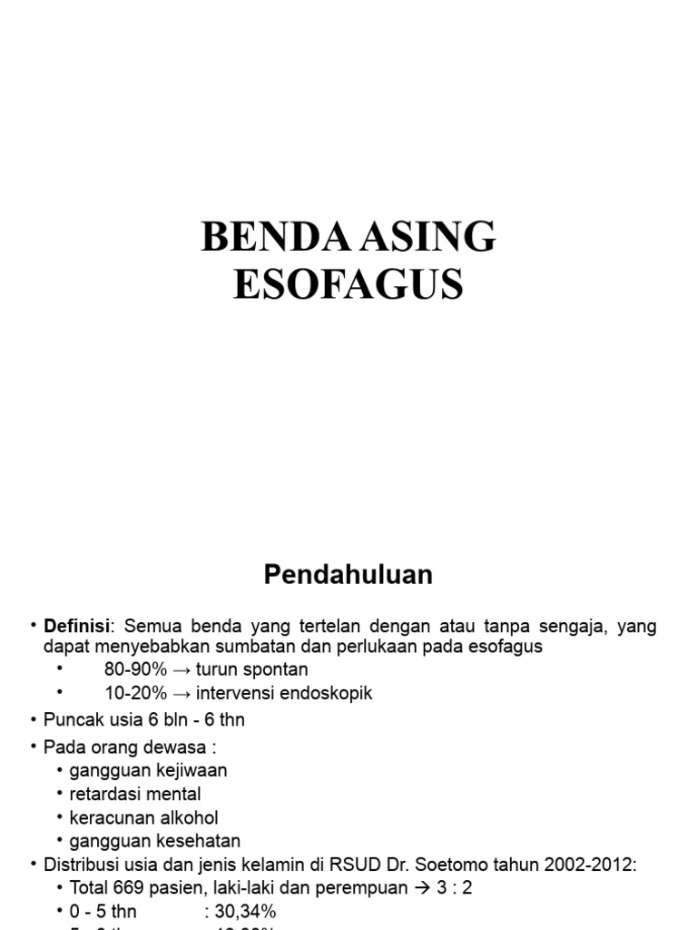 INDIRA Benda Asing Esofagus - Esofagoskopi | PDF