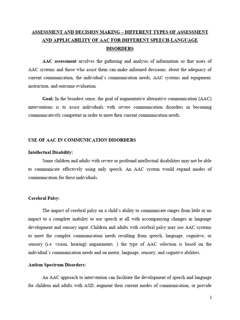 Aac - Assessment and Decision Making | PDF | Communication | Speech