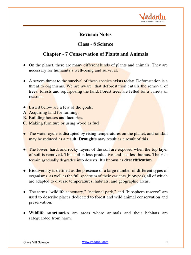 Class 8: Plant & Animal Conservation | PDF