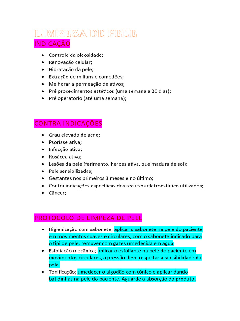 Limpeza de Pele | PDF | Pele | Especialidades médicas