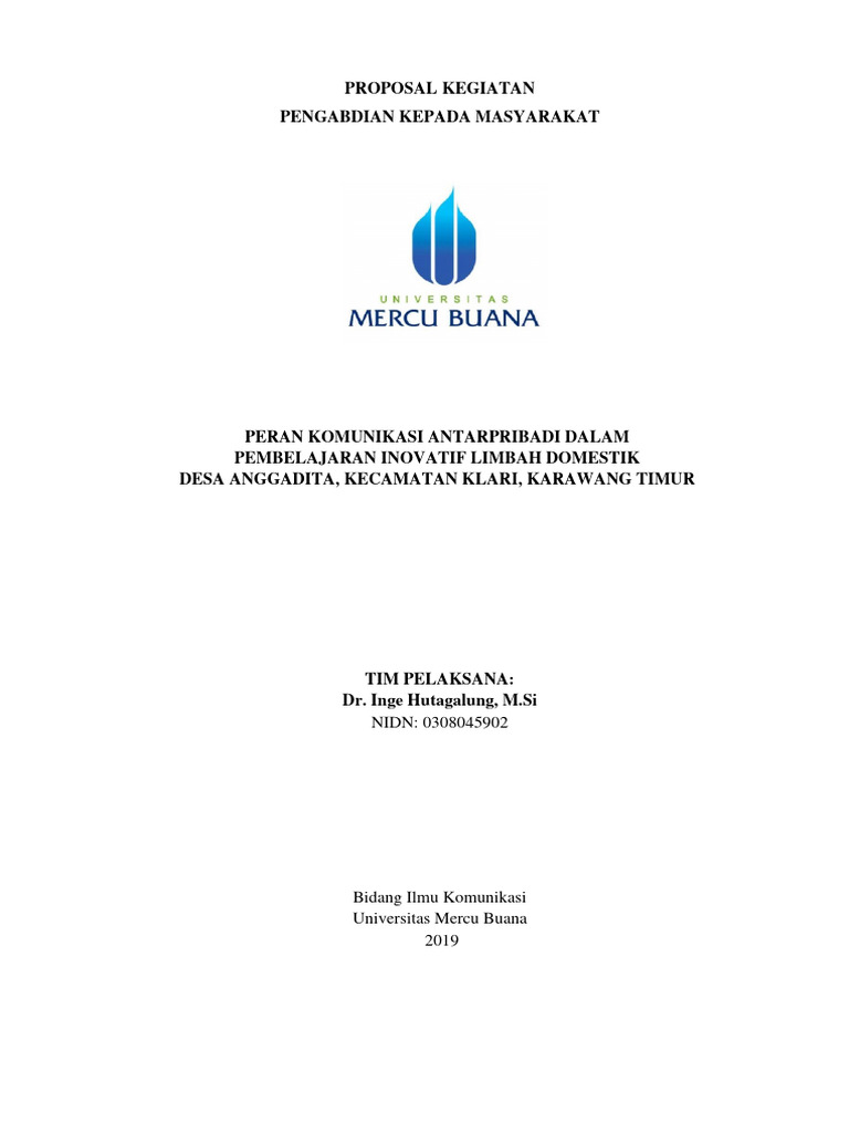 Contoh Proposal Internal Upload Mercu | PDF