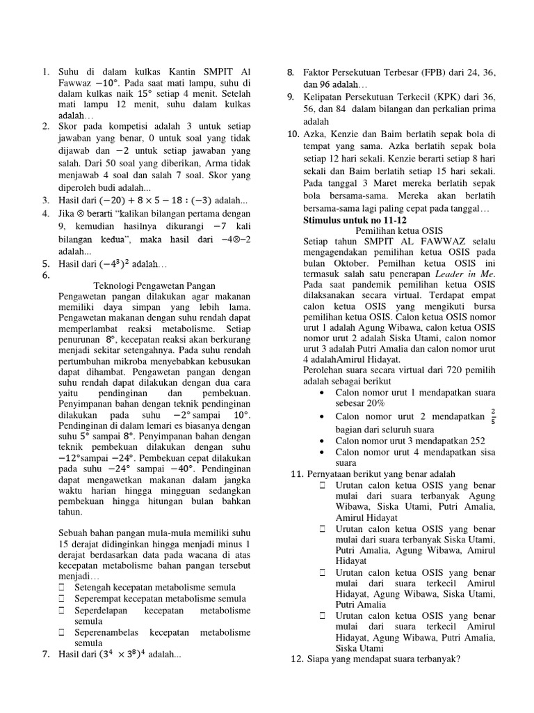 Latihan Soal PTS | PDF