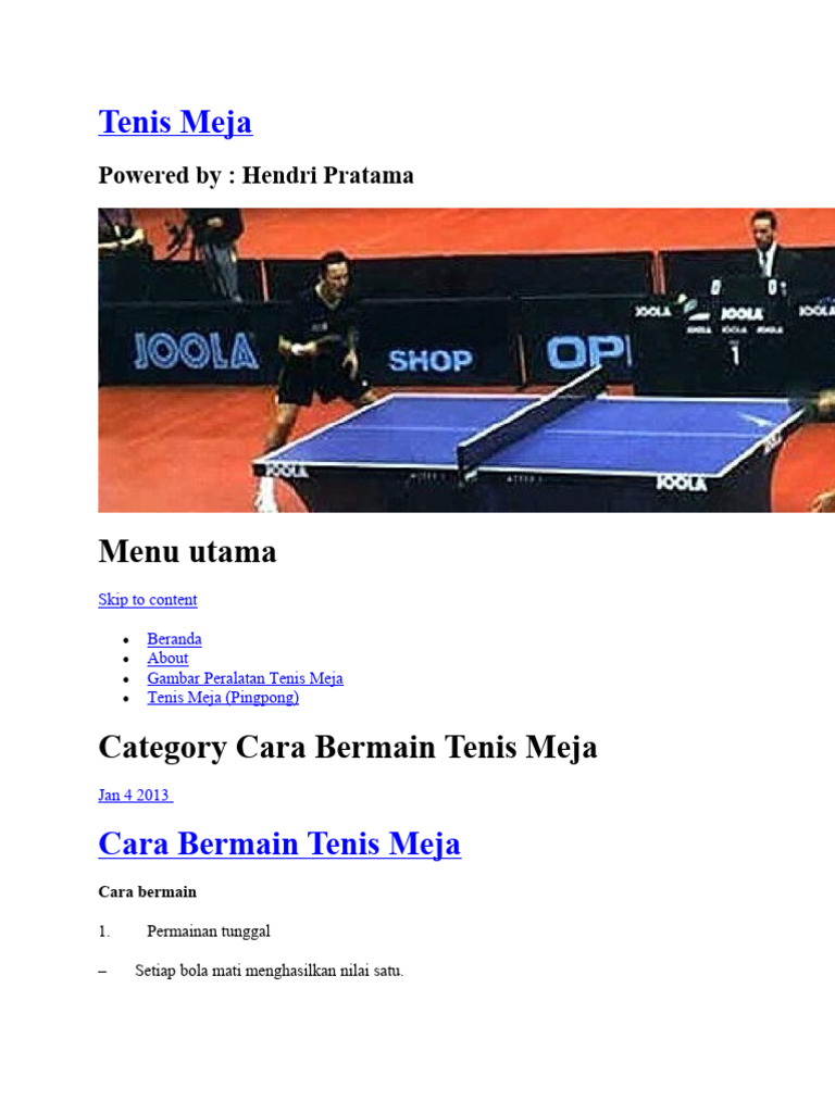 Tenis Meja | PDF | Olahraga & Rekreasi