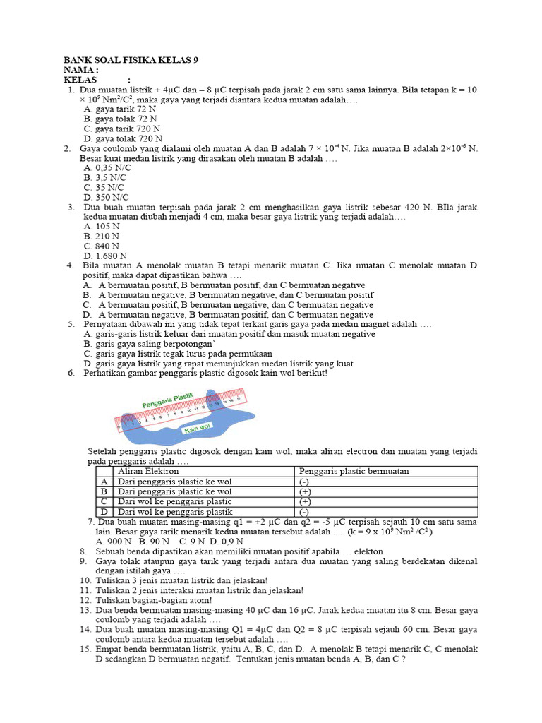 Bank Soal Fisika Kelas 9 | PDF