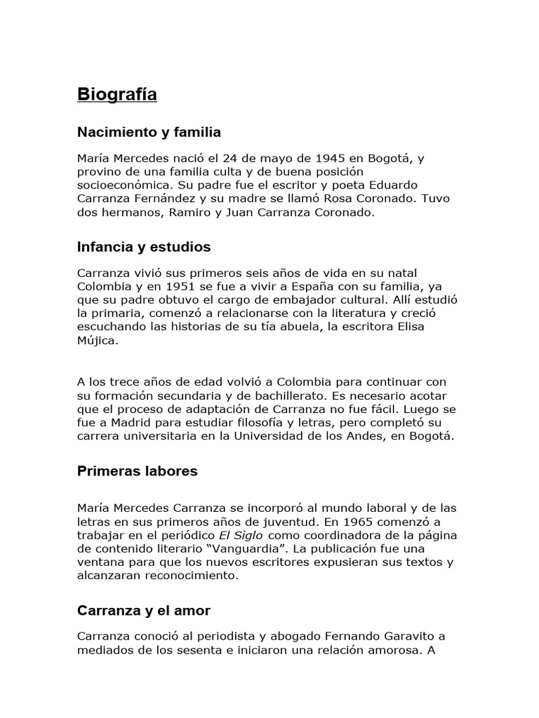 Biografía Maria Mercedes | PDF