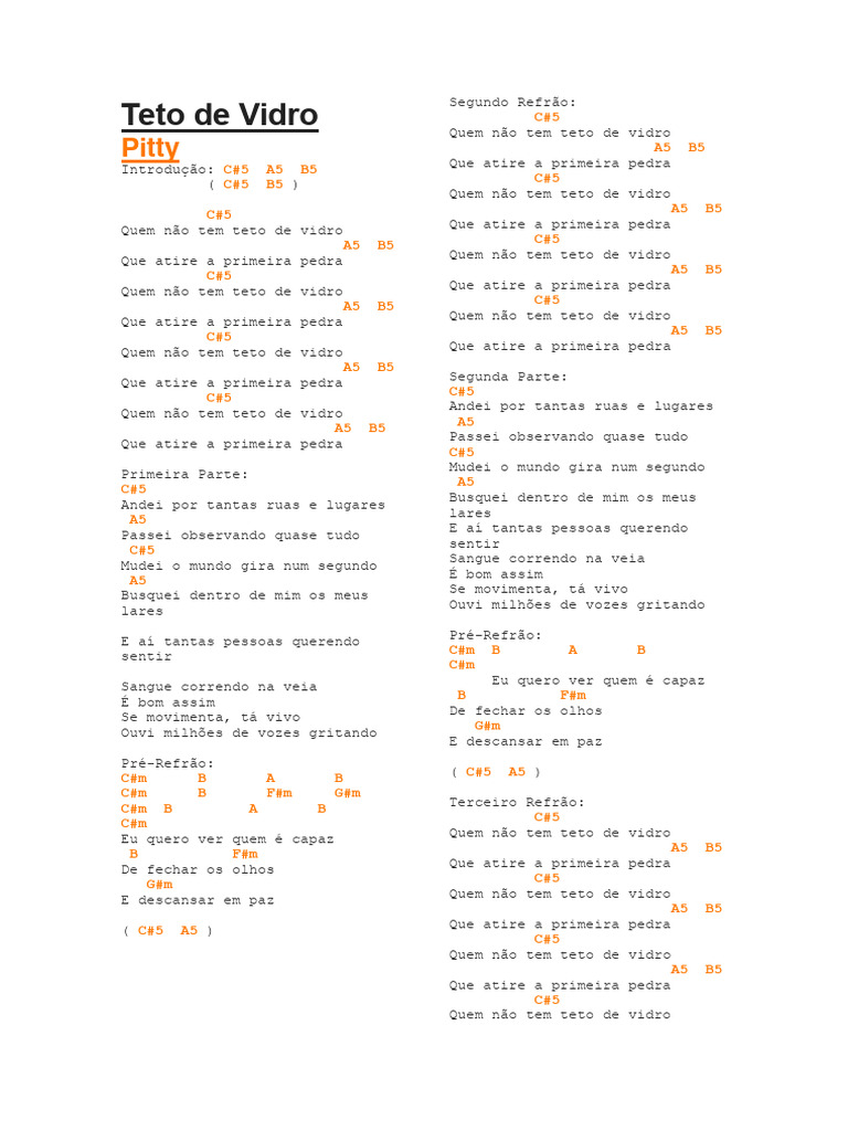 Teto de Vidro - Pitty | PDF