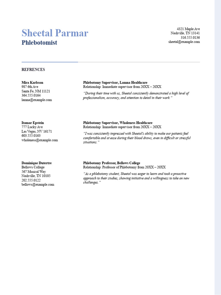 Sheetal Parmar: Phlebotomist | PDF