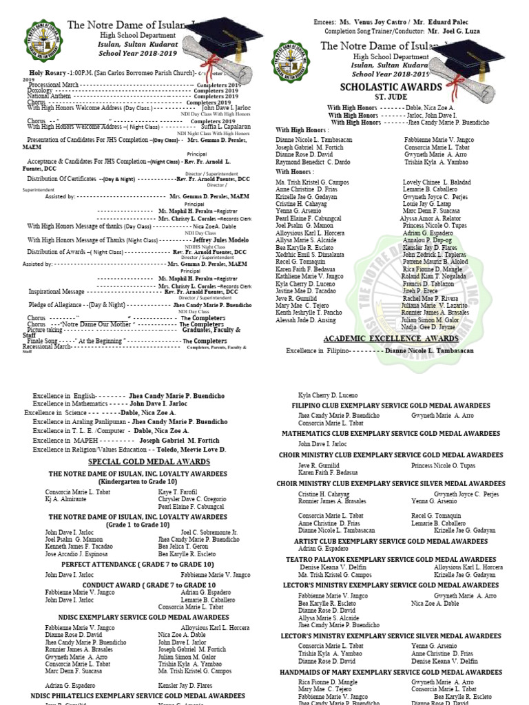 Final Graduation Program 2012-2013 Cocoy's | PDF