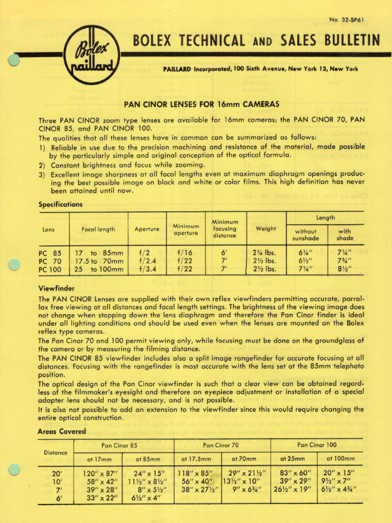 Pan Cinor Lenses | PDF