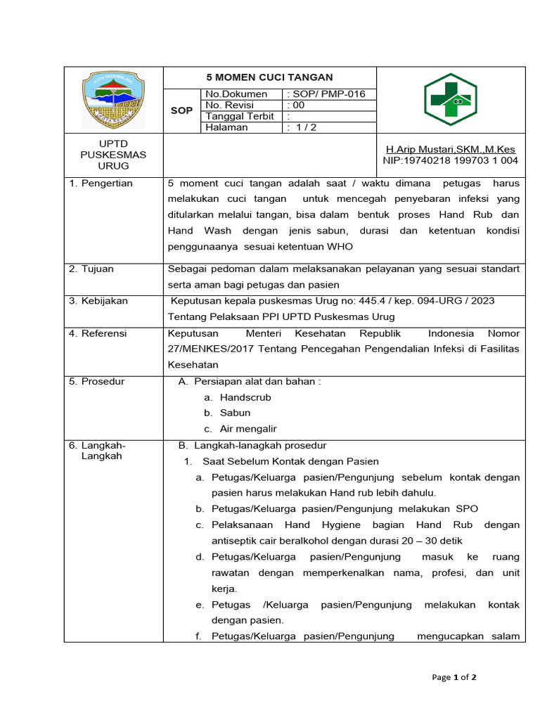 SOP 5 Momen Cuci Tangan | PDF