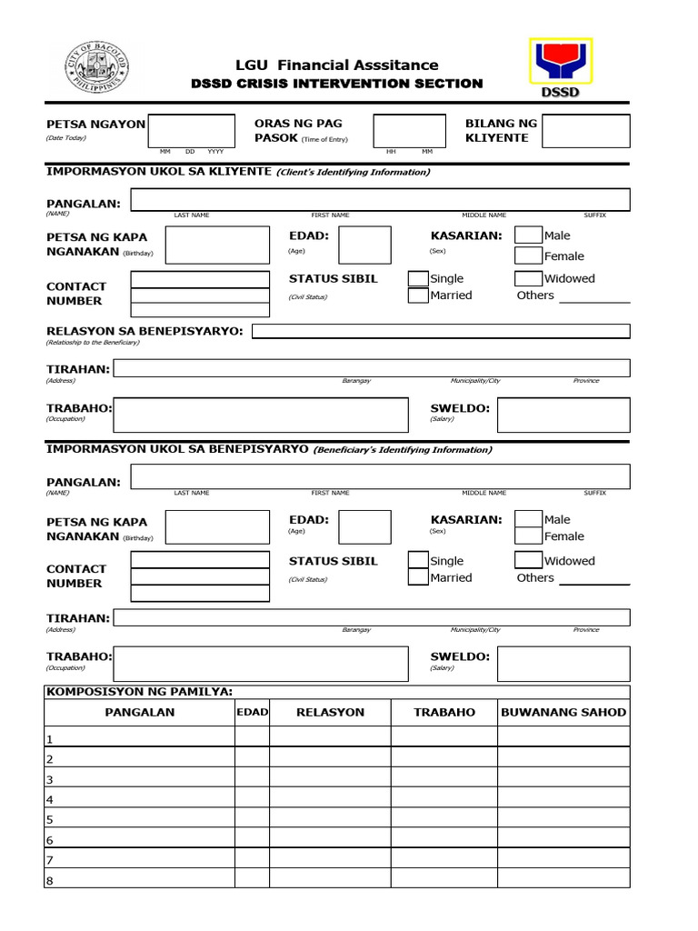 LGU FORM - Revised 2023 | PDF | Welfare | Social Programs