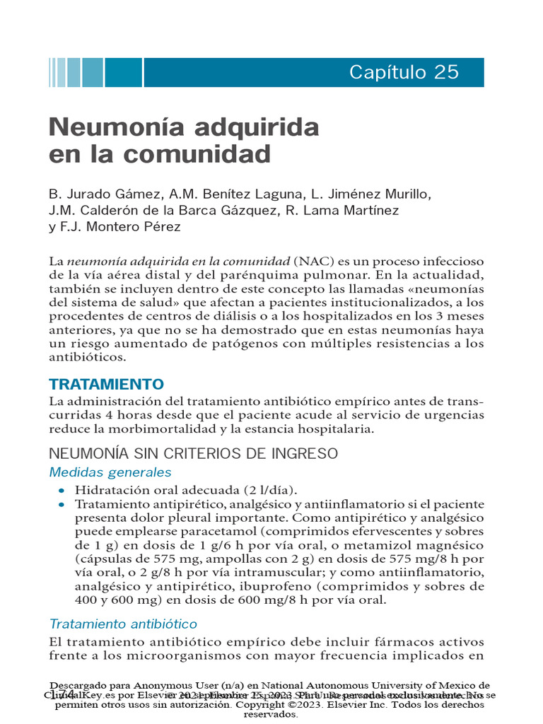 Neumonía Adquirida en La Comunidad | PDF | Neumonía | Penicilina