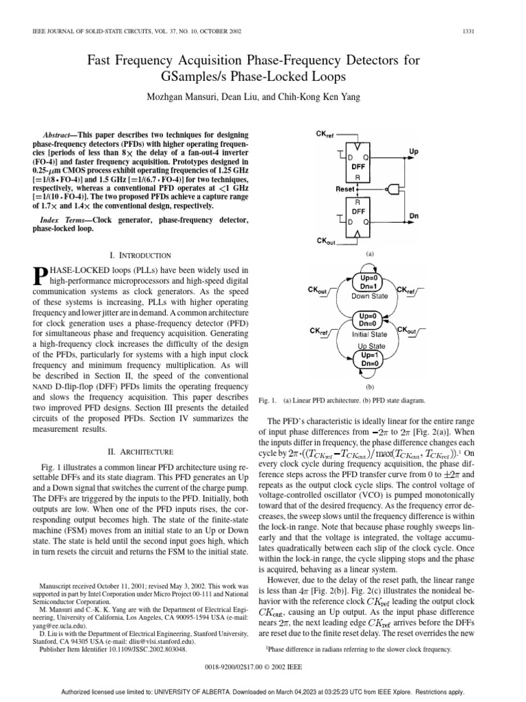 Fast Frequency Acquisition Phase-Frequency Detectors For Gsamples S ... Fast Frequency Acquisition Phase-Frequency Detectors For Gsamples S ...