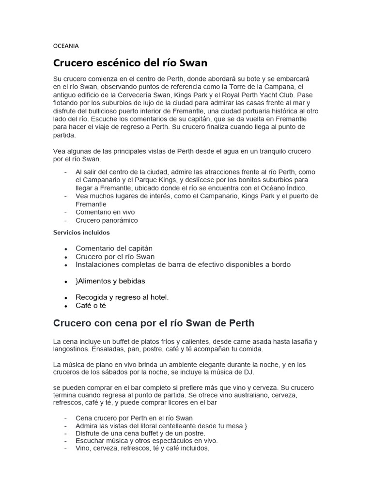 Oceania | PDF | Crucero | Río