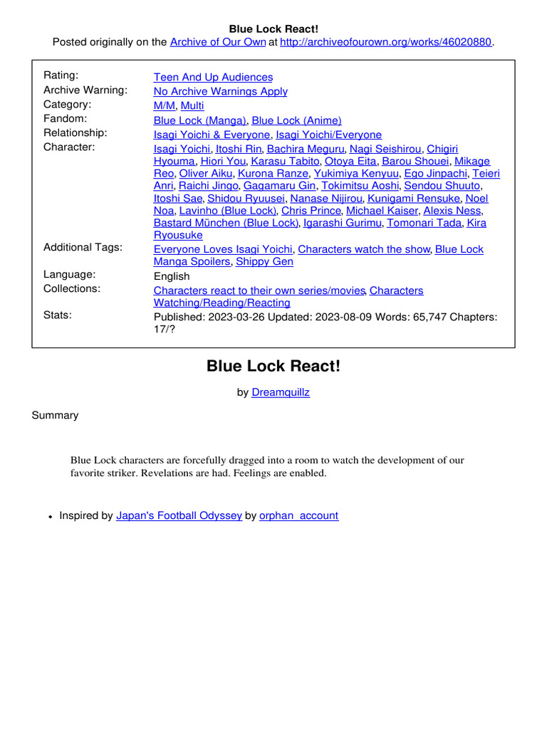 Blue Lock React | PDF