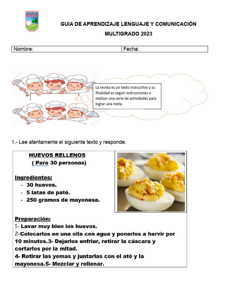 GUIA DE APRENDIZAJE La Receta | PDF