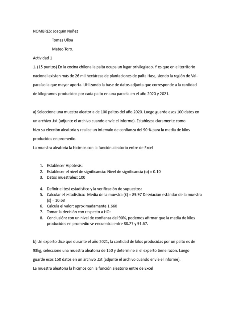 Informe Final de Probabilidad 0507 | PDF | Muestreo (Estadísticas) | Media