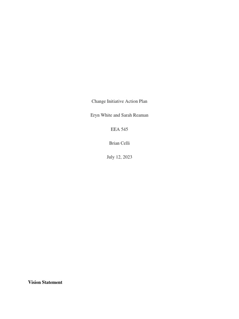 Eea 545 Assignment 3 Change Initiative Action Plan | PDF | Evaluation ...