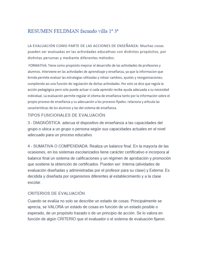 RESUMEN Feldman | PDF