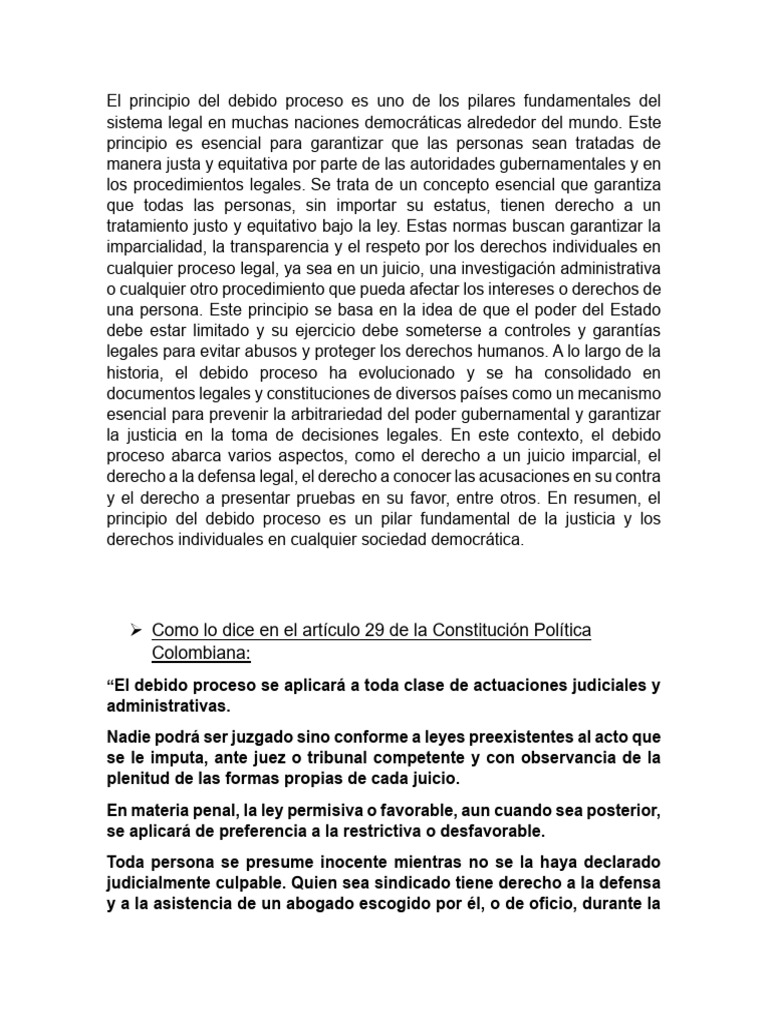 El Principio Del Debido Proceso | PDF