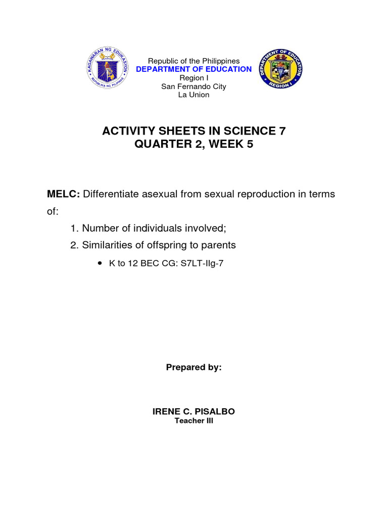 Asexual vs. Sexual Reproduction Activities | PDF