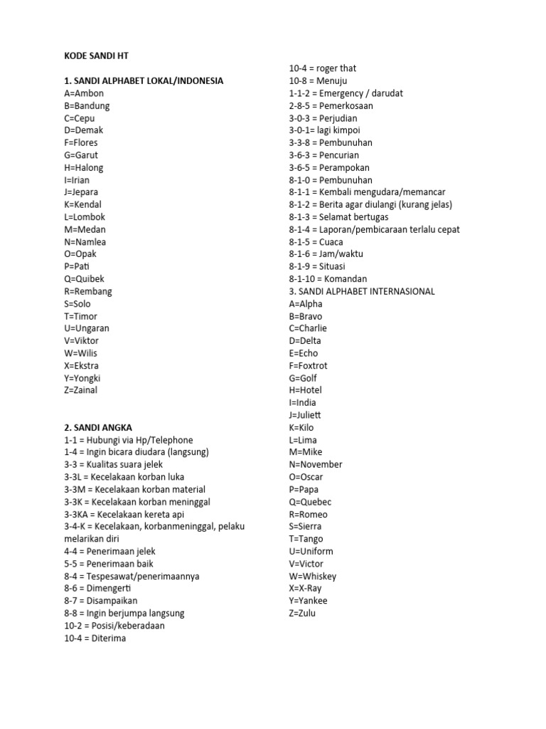 Kode Sandi HT | PDF