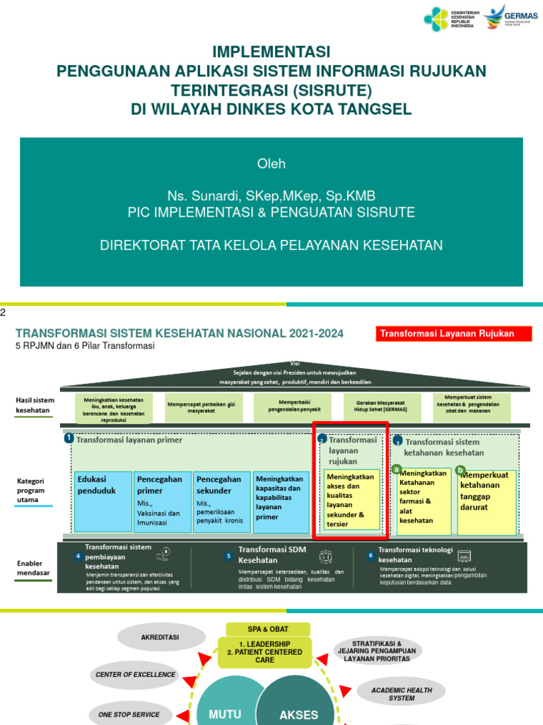 Evaluasi Implementasi Sisrute Dinkes Kota Tangsel - 21 Sept 2023 | PDF