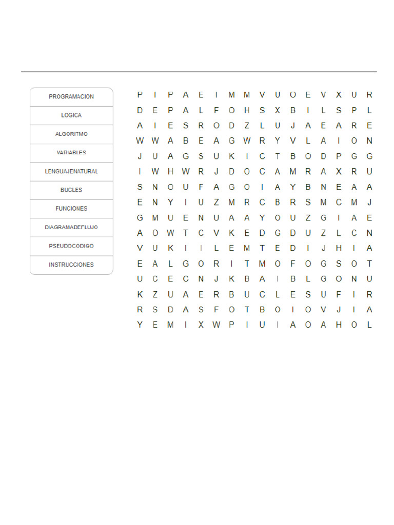 Sopa de Letras Programacion | PDF