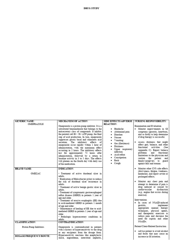 Omeprazole Drug Study Overview | PDF