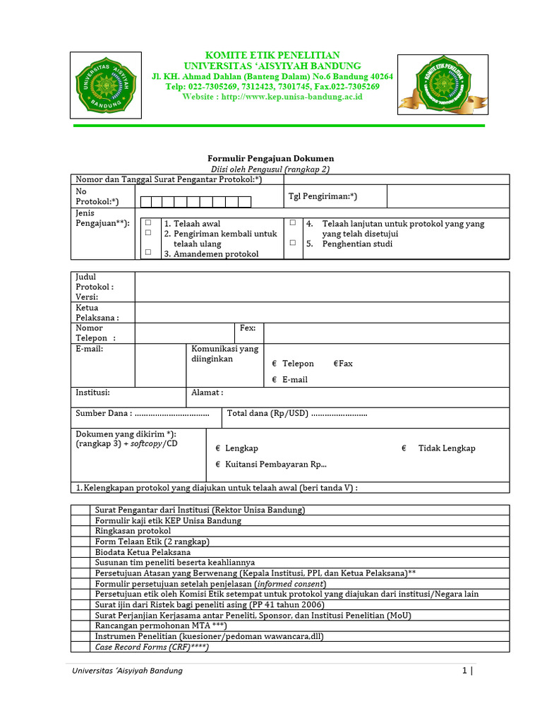 Form Pengajuan Dokumen | PDF