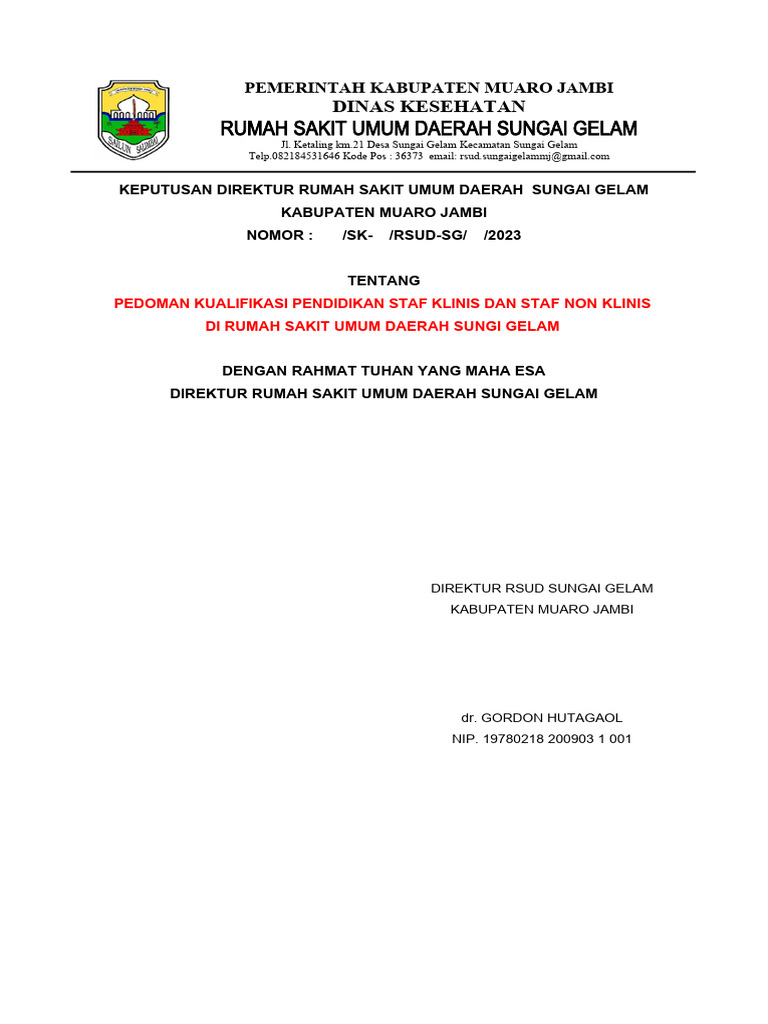 Kop Rsud Sungai Gelam 2023 | PDF