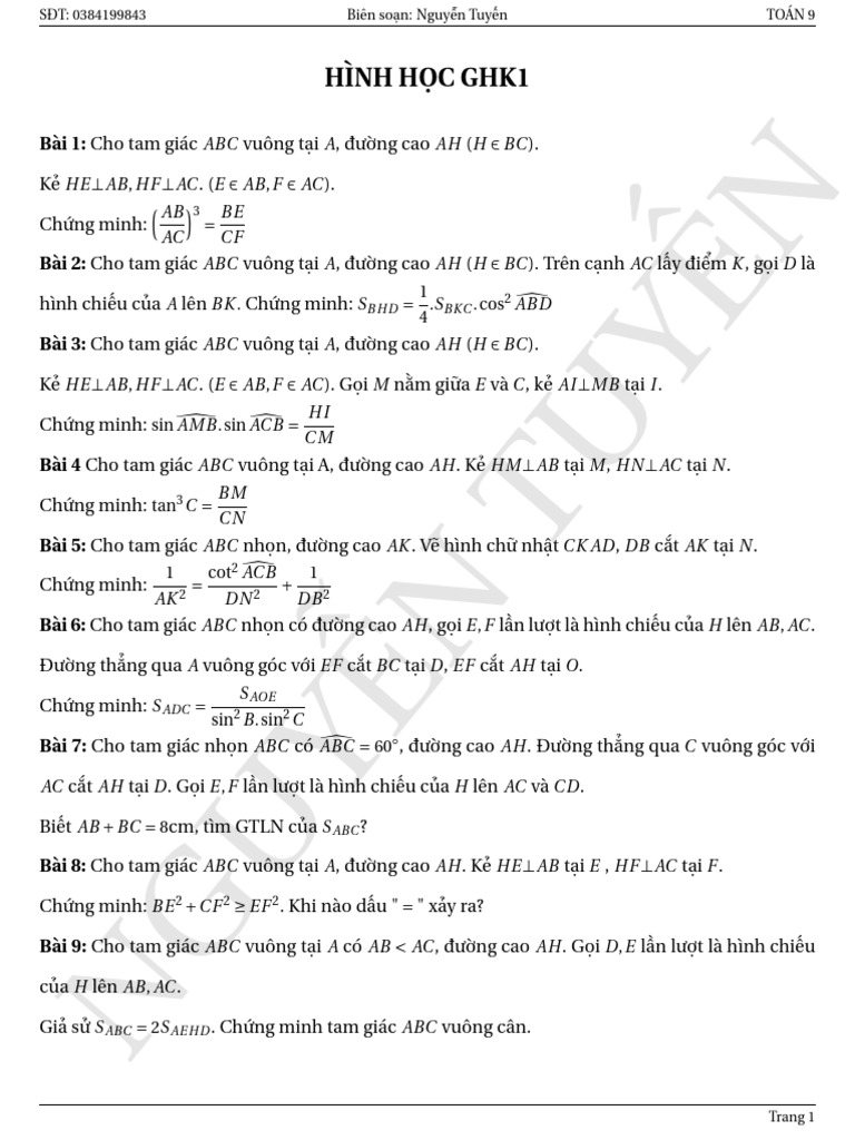 TỔNG_HỢP_HÌNH_GHK_1_TOÁN_9 | PDF