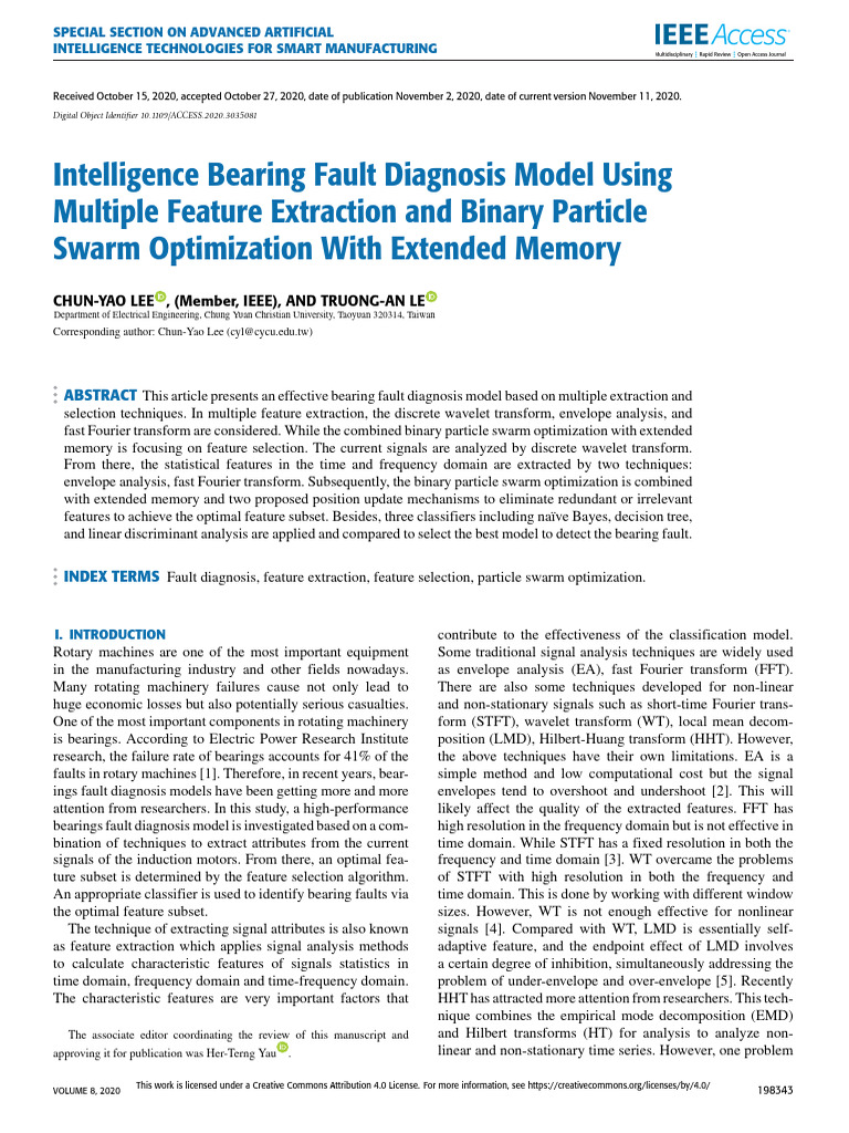 2020 Ieee Intelligence Bearing Fault Diagnosis Model Using Multiple