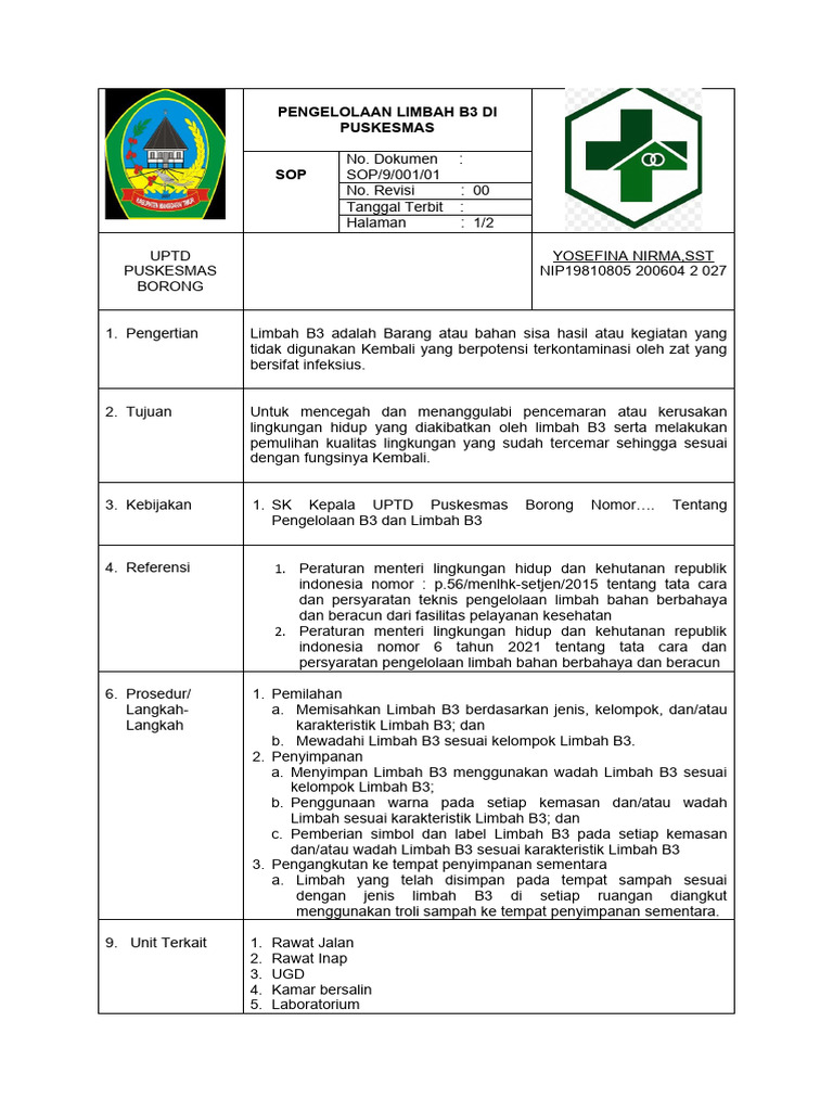 SOP-Pengelolaan Limbah B3 | PDF
