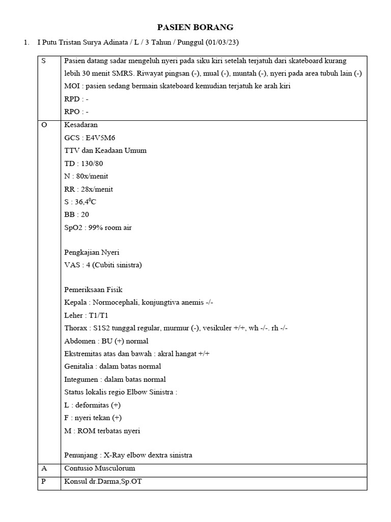 Pasien Borang Maret | PDF
