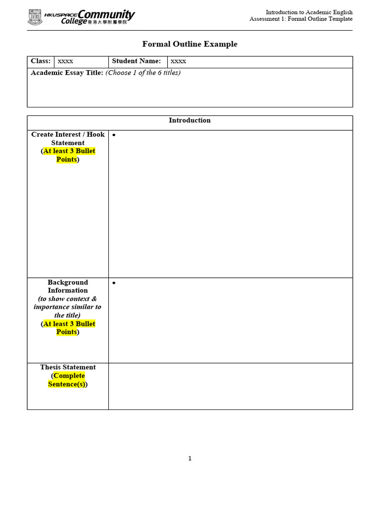01 Formal Outline Template | PDF