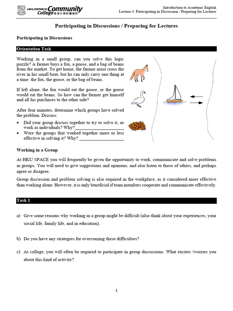 L04 (S) Participating in Discussion and Preparing For Lectures | PDF | Lecture | Thought