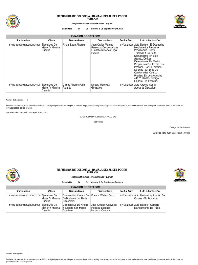 Juzgado Municipal - Promiscuo 001 Agrado - 08-09-2023 | PDF | Gobierno