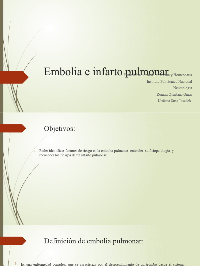 Embolia e Infarto Pulmonar | PDF | Embolia | Infarto de miocardio