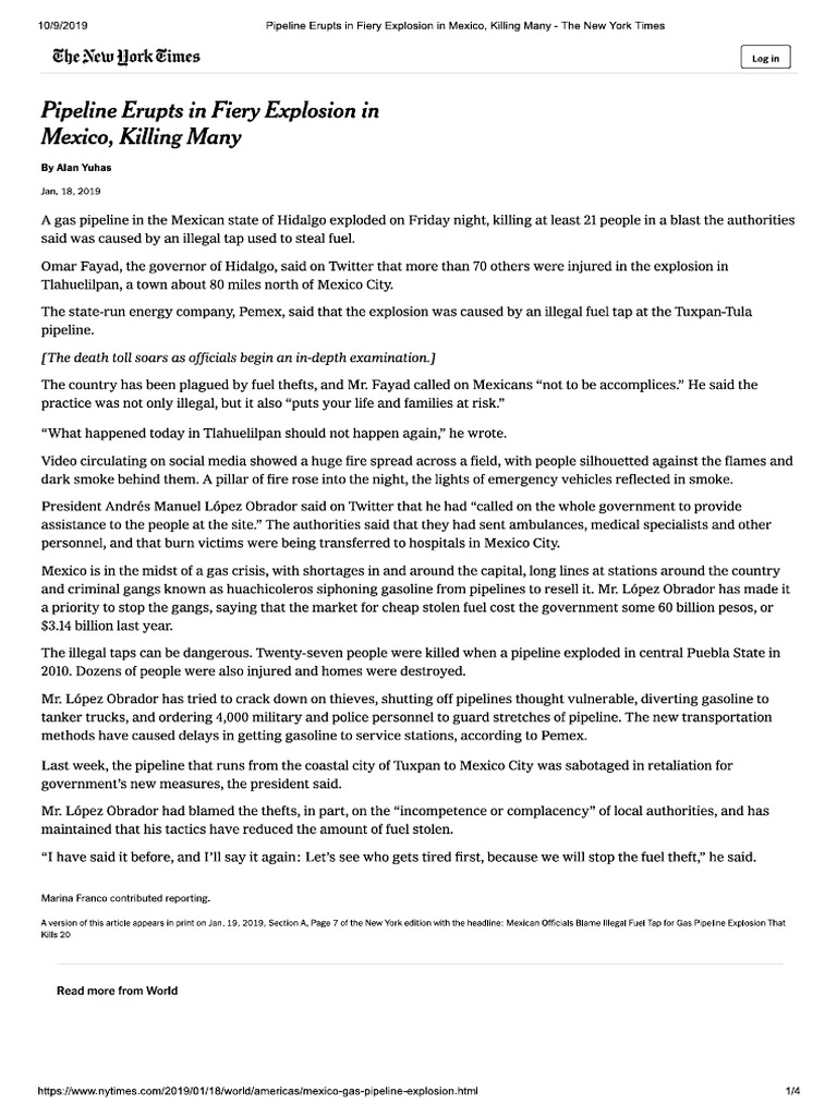 Mexico Pipeline Explosion | PDF