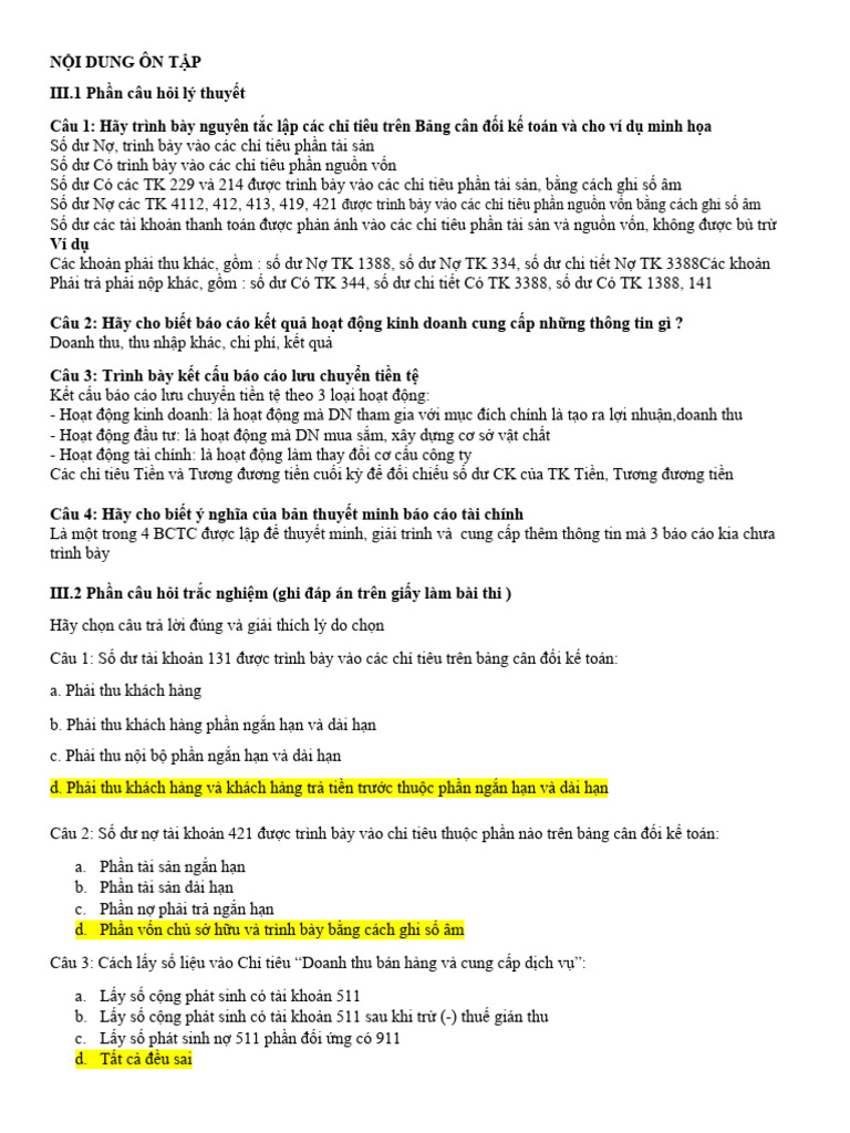 De Cuong On Cuoi Ky KTTC 4 | PDF