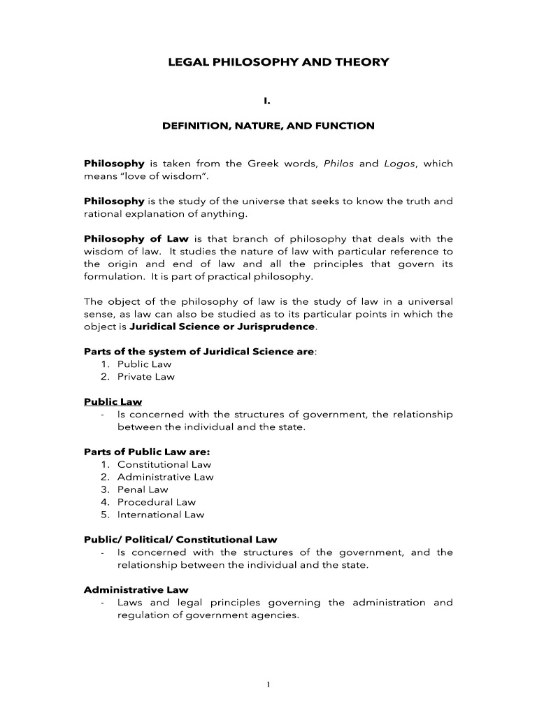 Notes On Philosophy of Law JD 1 C 1 | PDF
